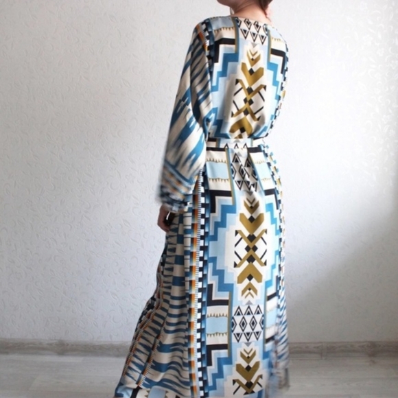Jackets & Coats | New Boho Aztec Tribal Print Kimono Duster Maxi ...